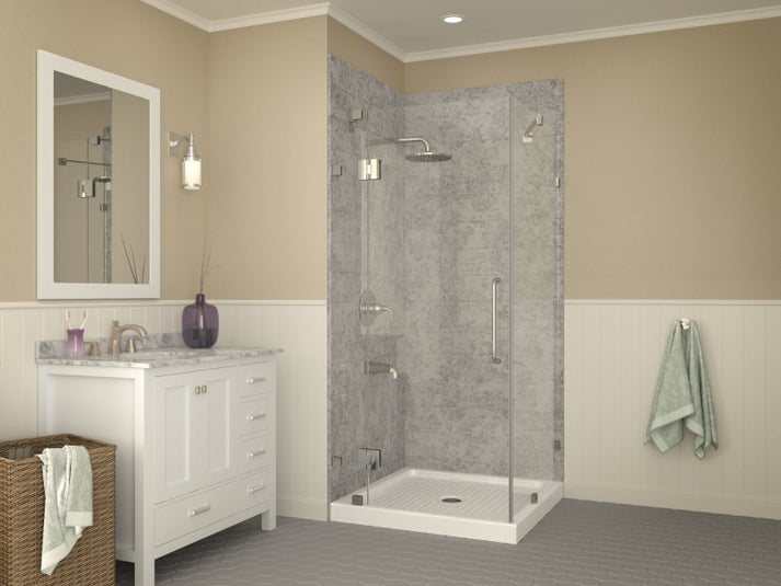 Titan Base Series 36 in. L x 36 in. W Corner Shower Shower Pan Base wi ...
